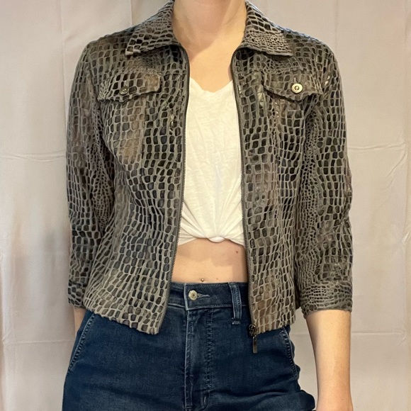Ruby Rd. | Jackets & Coats | Vintage Ruby Rd Gray Textured Croc Print ...
